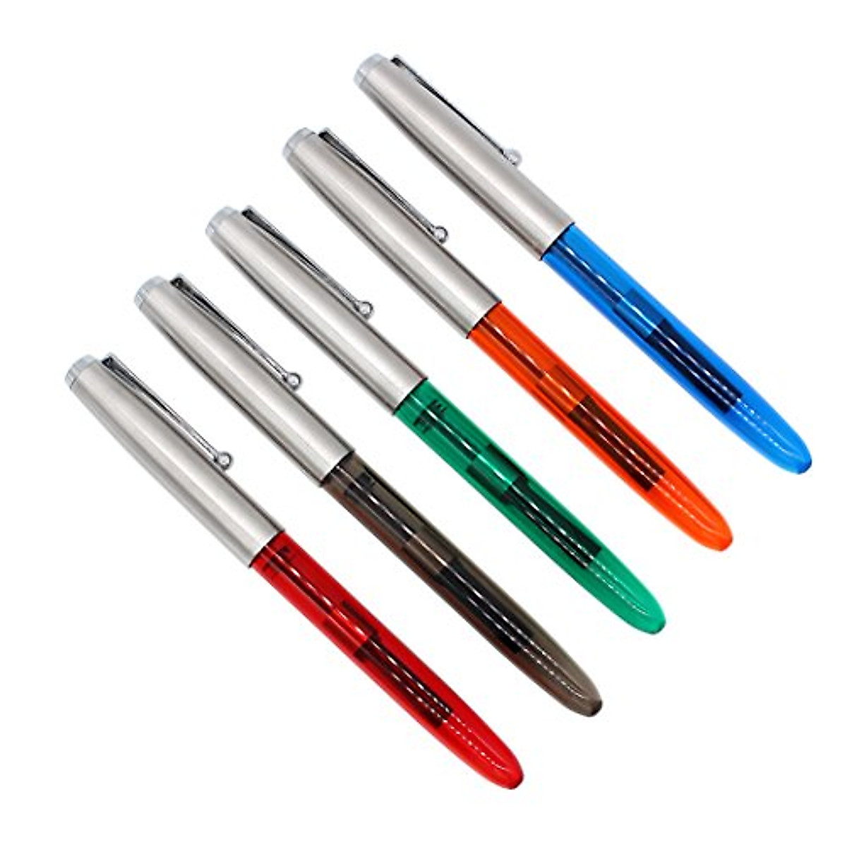 5 PCS Jinhao 51A Plastic Fountain Pen Set, Transparent, Diversity Color(Blue, Green, Grey, Orange, Red)