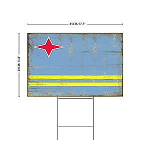 Autravelco Aruba Lawn Signs with Stakes 12x18 Inch State Map Flag Customized Yard Signs with Stakes for House Rent Lawn Decoration Props