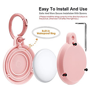 Airtag Holder Waterproof,Airtag Necklace,Airtag Keychain,Airtag Case,Screw Full Cover Protective Airtag Hidden GPS Tracker,Airtag for Kids,Elderly,Pet,Clothing (Galaxy Pink 2 Pack)