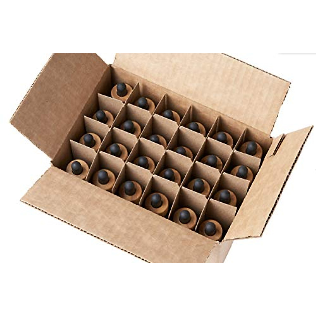 Focus Nutrition Black Boston Round 1 oz Dropper Bottles | Glass Dropper Bottles for Essential Oils | 1 oz Bottles With Bamboo Dropper Caps | 24 Pack