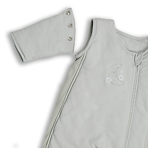 Baby Brezza 3-in-1 Baby Sleepsuit - Unique Swaddle Transition Sleepsuit - Breathable with Mesh Panels - Converts Between Sleepsuit, Wearable Blanket & Sleep Vest, 3-6 Months, Grey
