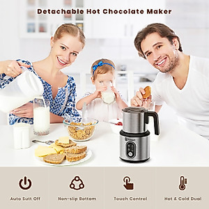 Frossvt Electric Milk Frother, 4 in 1 Milk Frother and Steamer, 350ml Hot/Cold Foam Maker for Hot and Cold Milk Froth, Hot Milk, Chocolate Milk with Silicone Spatula & 2 Whisks