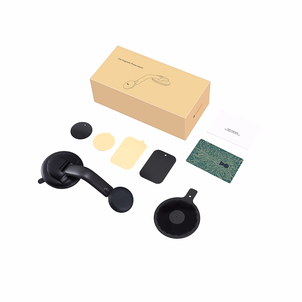 Car Phone Holder for Car 360 Degrees, Phone Mount HD C49, Gray (Black)