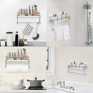 Carry360 Adhesive Paper Towel Holder Shelf,Wall Mounted Paper Towel Roll Rack Basket for Kitchen,Shower Bathroom & Balcony,Rustproof,No Drilling,SUS 304 Stainless Steel