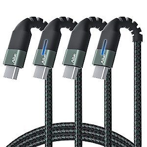 Ailun USB C Cable with LED Light Indicator USB C to C 100W PD Fast Charge Illuminated Nylon Braided 2Pack [6ft] for iPhone 15/15 Pro/15 Plus/15 Pro Max,Galaxy S24/S24 Plus/S24 Ultra/S23/S22/S21/S20