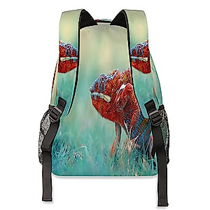 Ourtheme Animal Chameleon 18 In Backpack for Men Women Chameleon Large Capacity Backpack Hiking Travel Laptop Back Pack Casual Daypack