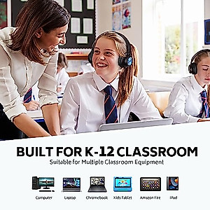 AILIHEN Headphones Wired 6 Pack for School Bulk, Over-Ear Headsets with Microphone for Kids Students, Teens, Classroom, Library, Chromebook, Laptop, Adjustable, Foldable, 3.5mm Jack - (Multicolor)