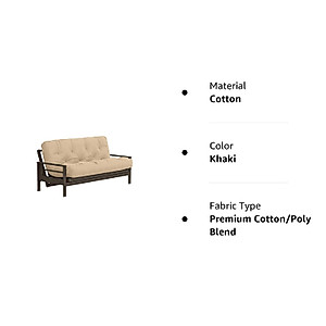 by The Futon Factory Cooling Gel Memory Foam 8 inch Futon Mattress - Solid Khaki Cover - Full Size - CertiPUR Certified Foams - Made in USA - (Frame not Included)