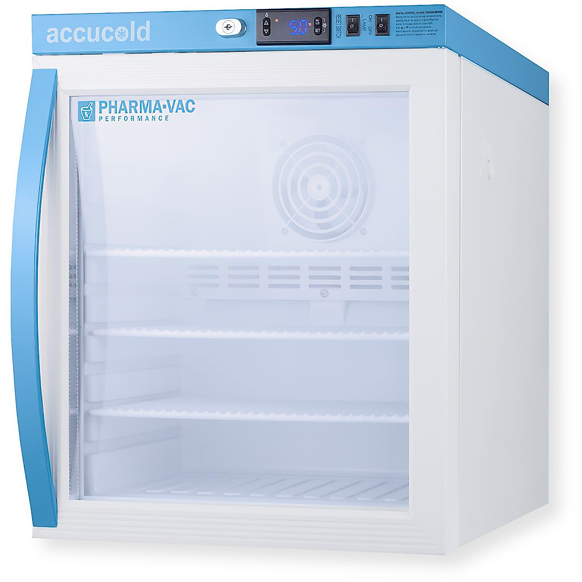 Accucold ARG1PV456 Compact Vaccine Refrigerator; Designed for Pharmacy, Medication, and Vaccine Applications; 1 cu.ft Capacity; Automatic Defrost; Certificate of Calibration Included; Interior Light