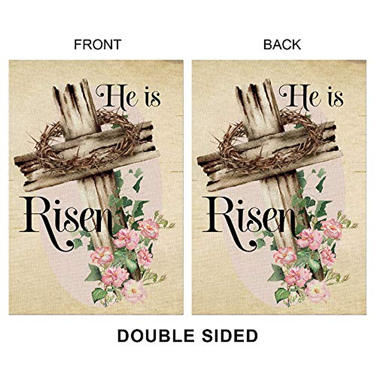 Balgardekor He is Risen Easter Garden Flag Vertical Double Sided Burlap Flower Cross Spring Summer Yard Outdoor Decor Home Decor (12.5 x 18, Easter)
