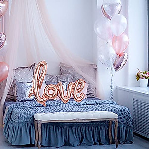 Large Rose Gold LOVE Foil Balloons Banner,42 Inch Mylar Foil Letters Balloons Reusable Material for Romantic Valentine's Day Wedding Bridal Shower Anniversary Engagement Party Decorations
