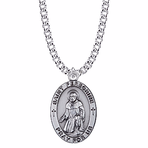 TrueFaithJewelry Sterling Silver St Peregrine Necklace Patron Saint Medal Pendant Religious Jewelry, 7/8 Inch