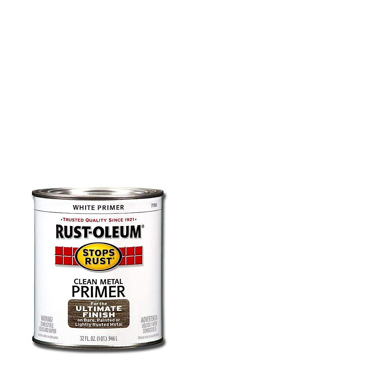 Rust-Oleum 7780502 Stops Rust Protective Enamel Paint, 32 Fl Oz (Pack of 1), Flat Whtie Clean Metal Primer