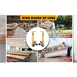 Manual Furniture Handling Equipment (2-Piece Set), Heavy Duty Cart, Aluminum, 1320 lb. Load Capacity, PU Swivel Casters - for Safe and Easy Handling, 12 Inch Lift Height, Mechanical Carrier