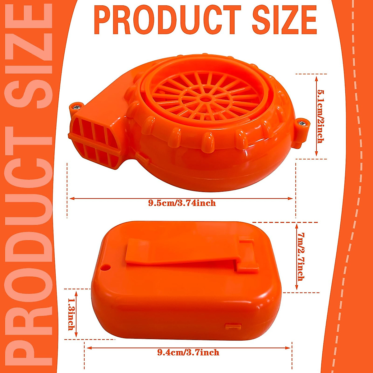 QLINLEAF Mini Blower Fan for Dinosaur Costume or Other Inflatable Game Clothing Suits, Orange