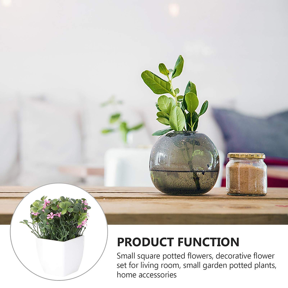 Cabilock 2Pcs Artificial Flowers Potted Plants Fake Greenery Shrubs Plants for Kitchen Home Wedding Office Garden Decor Pink Yellow