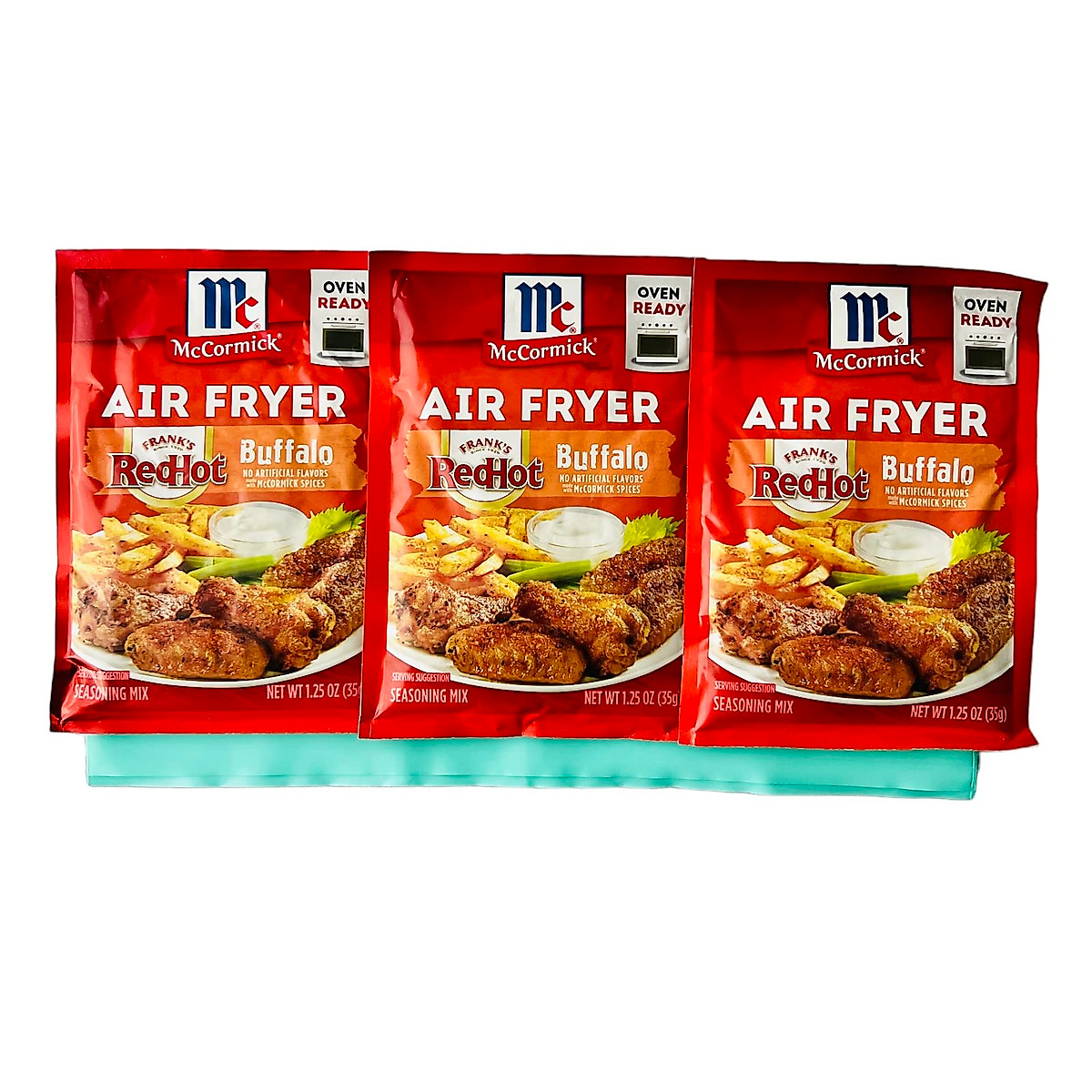 Air Fryer Seasoning Mix Bundle with 3 of McCormick's Buffalo Air Fryer Seasoning Mixes & 1 Bag for Leftovers. Delivers the Irresistible Flavor of Franks Red Hot on Chicken or French Fries!
