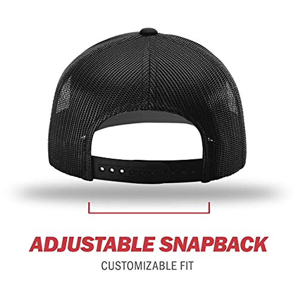 Richardson Unisex 112 Trucker Adjustable Snapback Baseball Cap, Solid Black, One Size Fits Most