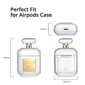 EDENTOY for AirPods 2 & 1 Case Perfume Bottle Design with Keychain & Fur Ball Soft Silicone Shockproof Cute AirPod 2 & 1 Cases Cover Skin for Girls and Women - AirPod 2 & 1