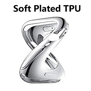 HANKN Case Compatible with Apple Watch Series 9 8 7 45mm /Series 4 5 6 SE 44mm, Soft TPU Plated Shockproof Iwatch Shell Cover Bumper [No Front Screen Protector] - Silver