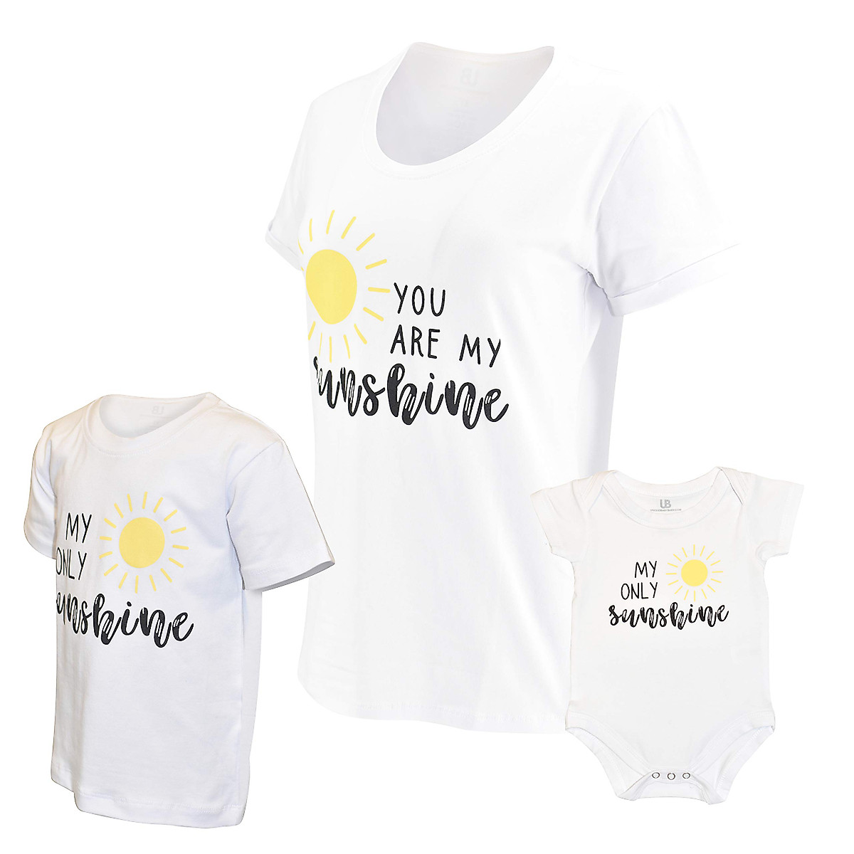 Unique Baby My Sunshine Matching Mommy and Me Outfits Mom Daughter Shirts Mothers Day Outfits Mama Mini Clothing Layette (12M, White)