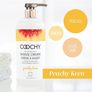 Coochy Intimate Shaving Cream | Shave Conditioner & Moisturizer for Face & Body | Ideal for Sensitive Skin Care, Anti-Bump | Peachy Keen, 32 oz