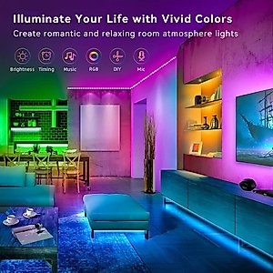 50FT Smart LED Strip Lights, Sync to Music with 40 Key Remote Controller，Lighting Strips with App Control LED Lights for Bedroom,Christmas Lights decration (Multi-Colored, 50FT)