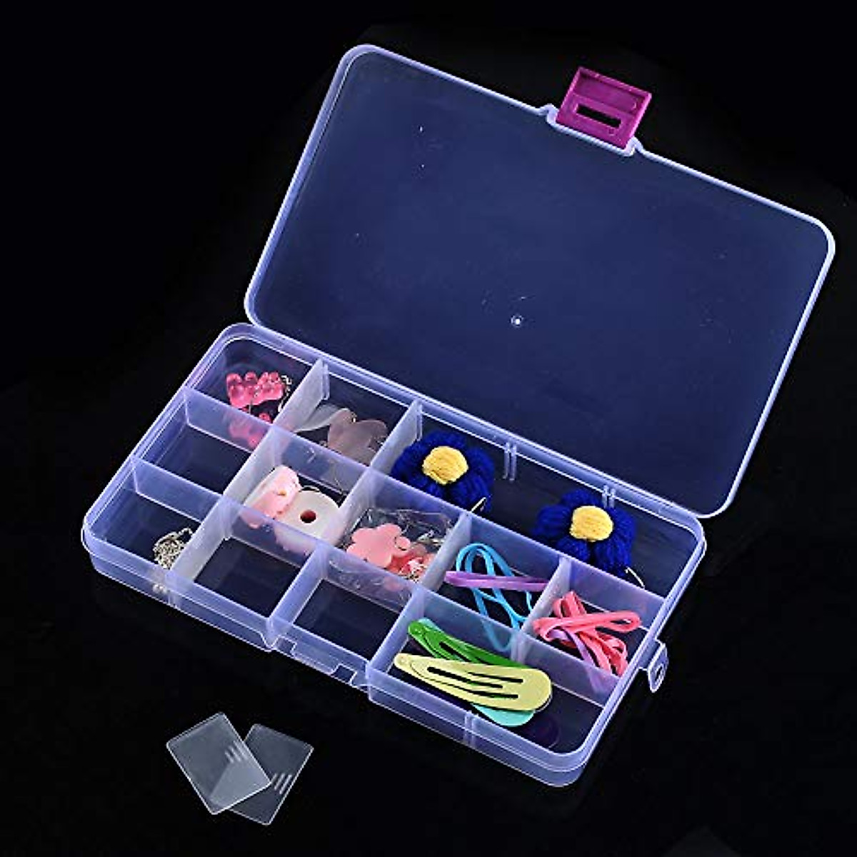 ETSAMOR 5pcs Plastic Jewelry Box 4 Colors Adjustable Divider Removable Grid Compartment Jewelry Earring Tool Containers for Small Accessories