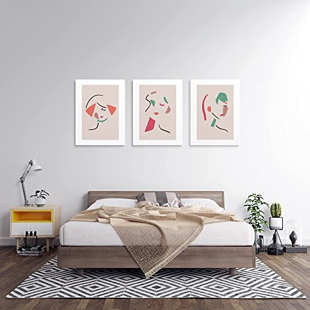 Canvas Wall Art Set, Minimalism Abstract Oil Painting Photo Modern Posters Prints for Home Wall Decor (Abstract31-3pcs,12×16inch-Black Frame)