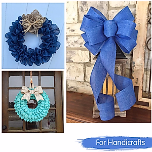 TONIFUL Burlap Wired Ribbon, 2.5 Inch Faux Burlap Ribbons, Royal Blue Burlap Ribbon for Christmas, Home Decor, Gift Wrapping, Tree Topper Bow, Wreath, Outdoor Decorations, DIY Crafts (10 Yards