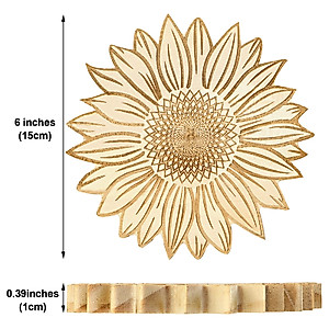 2 Pcs Sunflower Wooden Trivets for Hot Dishes Non Slip Heat Resistant Wood Trivet Mat Table and Kitchen Countertop Decor Dining Table Hot Pot Holder Sturdy Hot Pads for Pots Pans, 6 Inches