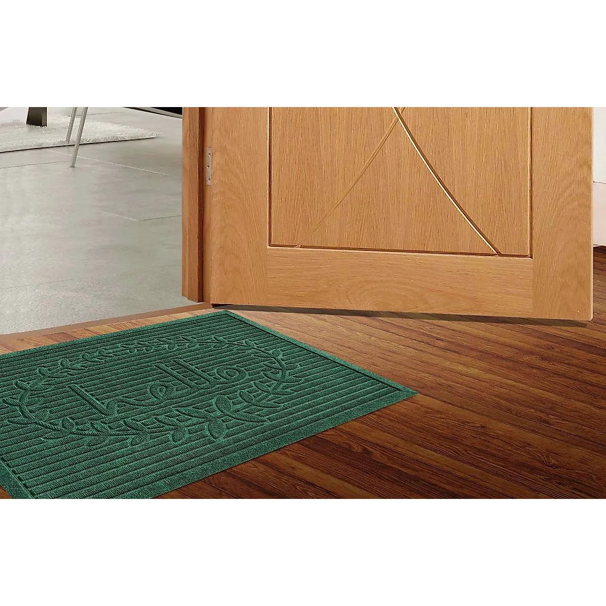 Calloway Mills 103152436 Poly Hello Indoor/Outdoor Mat, 24" x 36", Dark Green