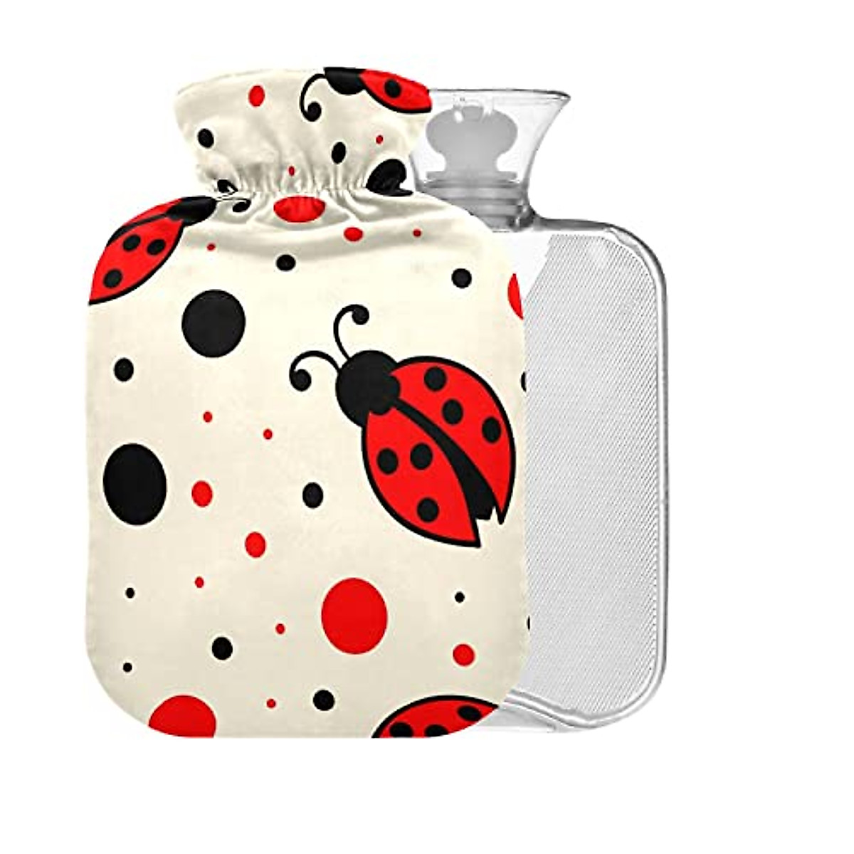 Ladybugs Dots BAP Free Hot Water Bottle with Cover 2L Large Warm Water Bag for Pain Relief Bed Hand & Feet