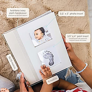 Pearhead First 5 Years Baby Memory Book With Clean-Touch Baby Safe Ink Pad To Make Baby’s Hand Or Footprint Included, Gender Neutral Registry Gift, Ivory Classic