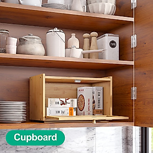 kiplant Large Bread Box for Kitchen Counter, Bamboo Bread Storage Container with Wavy Arcylic Transparent Door, Bamboo Wooden Farmhouse Bread Box for Your House