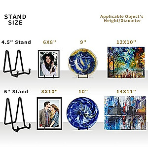 IPAME Plate Stands for Display - 6 Inch Metal Square Wire Holder Stand + Picture Frame Stand Holder Easel for Book, Decorative Plate, Plaque, Photo, Platter (Black 2 Pack)