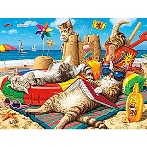 Buffalo Games - Beachcombers - 750 Piece Jigsaw Puzzle Multicolor, 24" L X 18" W & Days to Remember - Autumn Memories - 500 Piece Jigsaw Puzzle, Blue,red, Brown, 21.25" L X 15" W