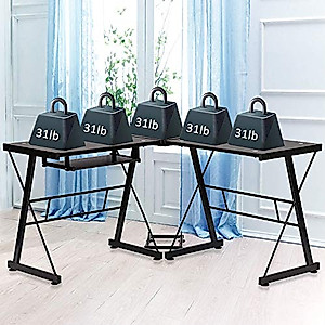 L Shaped Computer Desk Office Corner Desk,Modern Gaming Desk Home Office Desk Tempered Glass Workstation Desk，with Keyboard Tray and CPU Stand 3-Piece PC Laptop Study Writing Workstation Table- Black