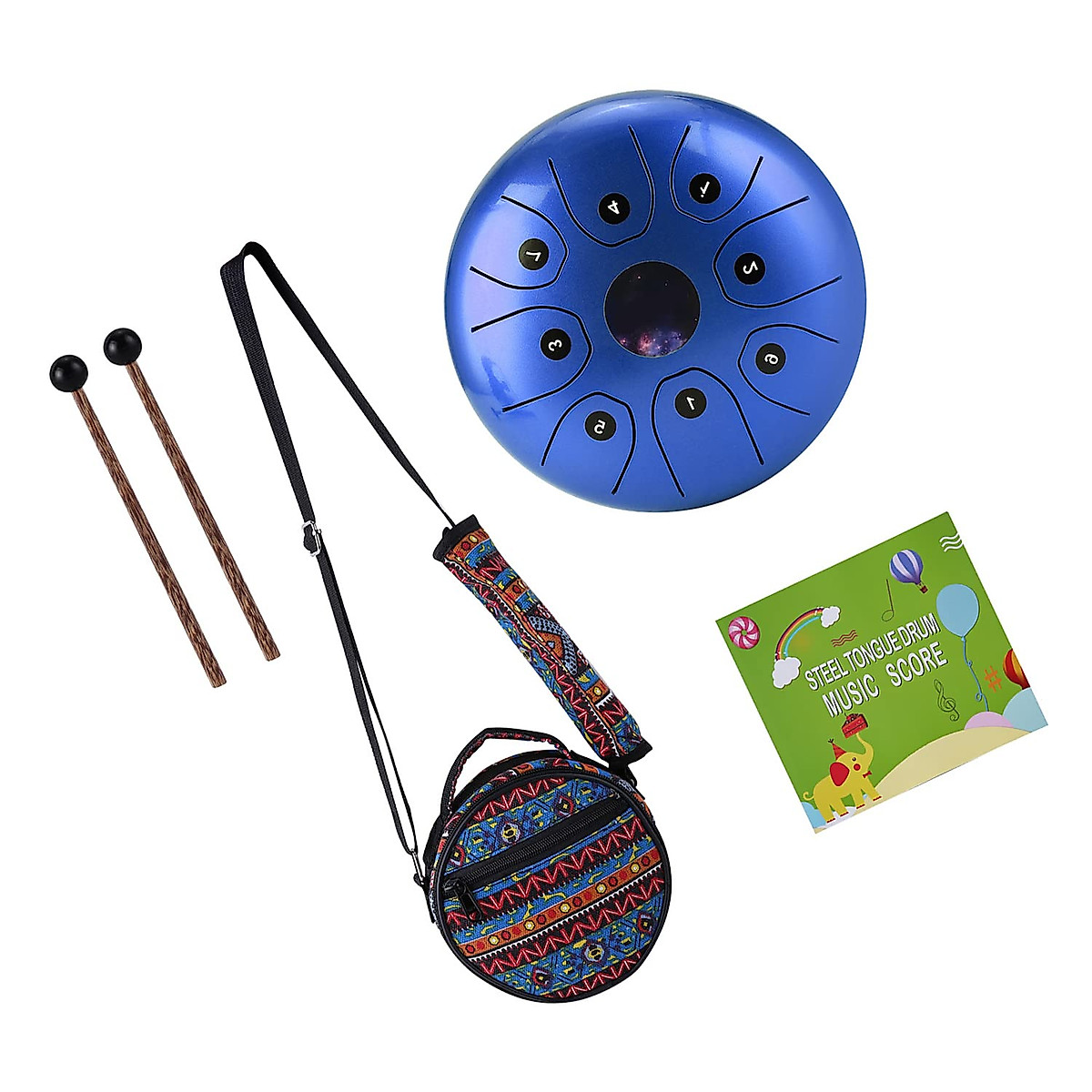 summina 5.5 Inches Mini Steel Tongue Drum 8 Notes C-Key Handpan Drum Steel Pocket Drum Percussion Instrument with Mallets Carry Bag for Meditation Yoga Zazen Musical Education