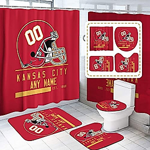 Custom Football Style Shower Curtain 4Pcs Set Personalized Bathroom Decor Gift Fashion Modern Home Supplies