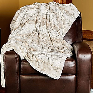 Outrageously Soft Throw Blanket - Ultra Plush Minky Faux Fur Blanket - Oversized 60 x 80 Inches - Tan