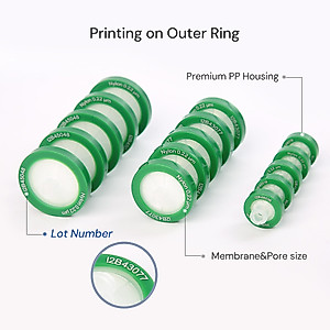 COBETTER 100 Pack Syringe Filter Nylon Lab Filters 0.22μm Pore Size 25mm Diameter Hydrophilic Filtration Non-sterile Green