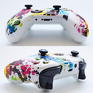 Hikfly Silicone Gel Controller Cover Skin Protector Kits for Xbox One/Xbox One S/Xbox One X Controller Video Games(1 x Controller Camouflage cover with 8 x Thumb Grip Caps)(White Paints)