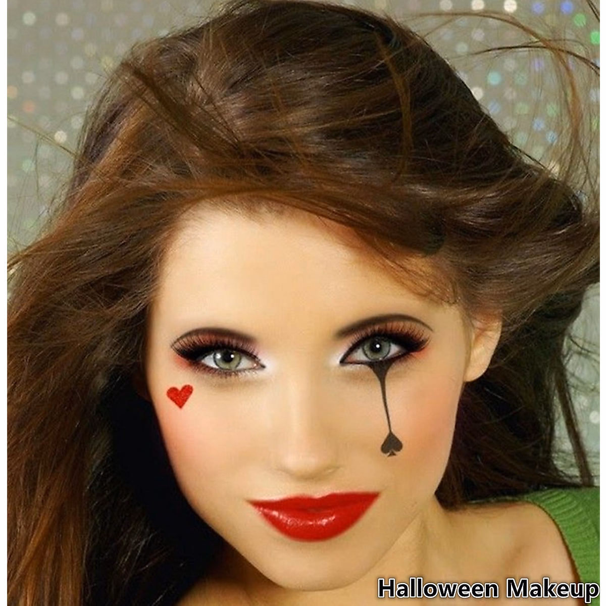 Go Ho 2 PCS Waterproof Liquid Eyeliner Stamps,Double-side Black&Red Smudge-proof Eye Liner,Heart Stamp Eyeliner for Harley Costume Makeup,Long-lasting Love Tattoo Tools for Valentines Day