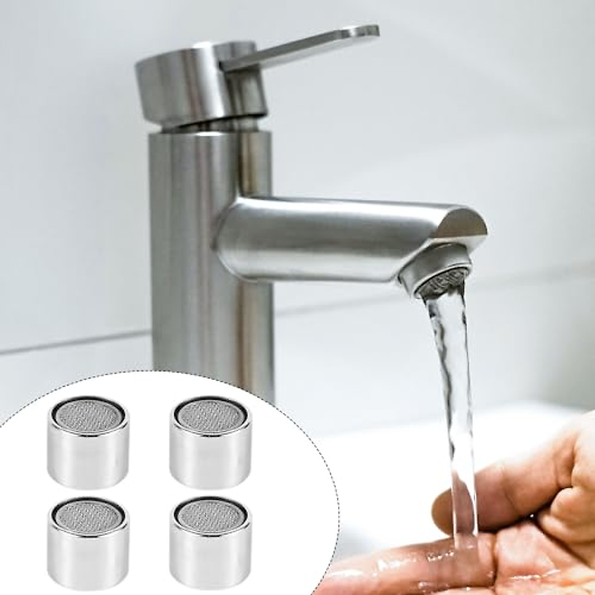 10pcs Faucet Aerators with 10pcs Gaskets, 55/64in Brass Shell Sink Aerator Replacement Female Thread Faucet Filter Parts for Bathroom Kitchen