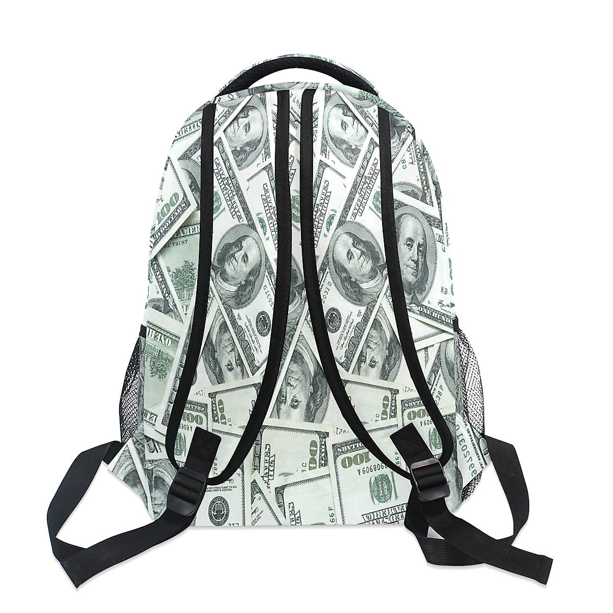 Backpack Funny American Dollar Money Adults School Bag Casual College Bag Travel Zipper Bookbag Hiking Shoulder Daypack for Women Men