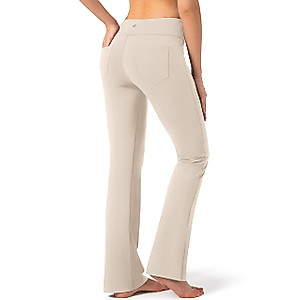 G Gradual Women's Pants with 4 Pockets High Waist Work Pants Bootcut Yoga Pants for Women (Light Khaki, Medium)