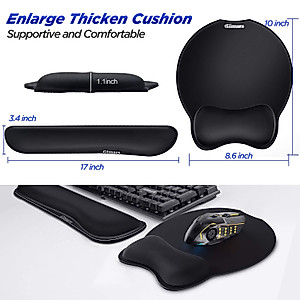 Gimars Ergonomic Mouse Pad Wrist Support, Upgrade Enlarge Superfine Fibre Soft Smooth Keyboard Wrist Rest, Comfortable Memory Foam Wrist Rest for Computer, Laptop, Mac, Gaming, Office and Pain Relief