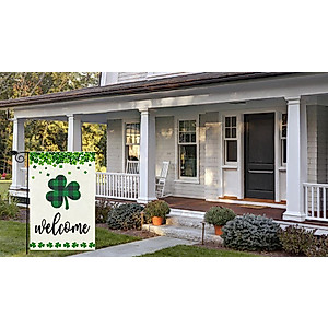 Welcome St Patricks Day Garden Flag 12.5x18 Inch Double Sided, Spring Holiday Farmhouse Yard Outdoor Decor