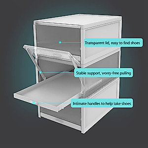 HarBin-Star Shoe Organizer Shoe Storage, 3 Pack Clear Plastic Stackable Shoe Box With Lids, Shoe Rack, Cajas Para Zapatos Organizador, Shoe Containers, Sneaker Storage, Shoe Display, Shoe Case(White)